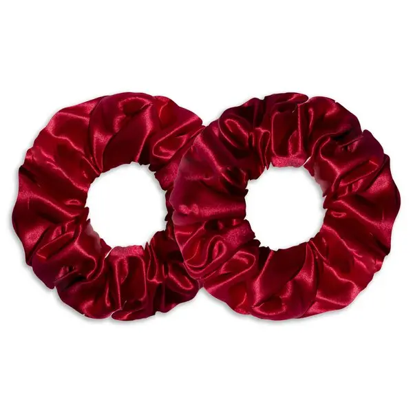 6FIFTYTWO® Classic Mulberry Silk Scrunchies Set - Pink/red