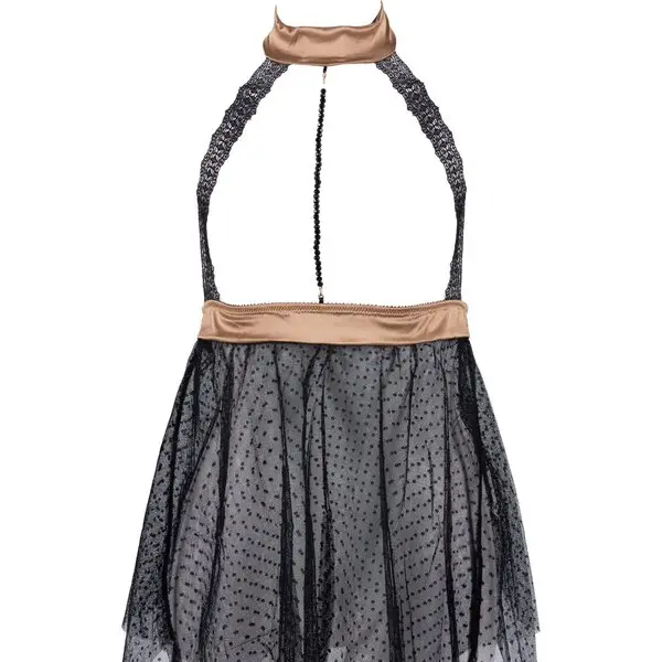 LES JUPONS DE TESS Gold / Black Adriana Golden Black Open Front Babydoll - Gold/black