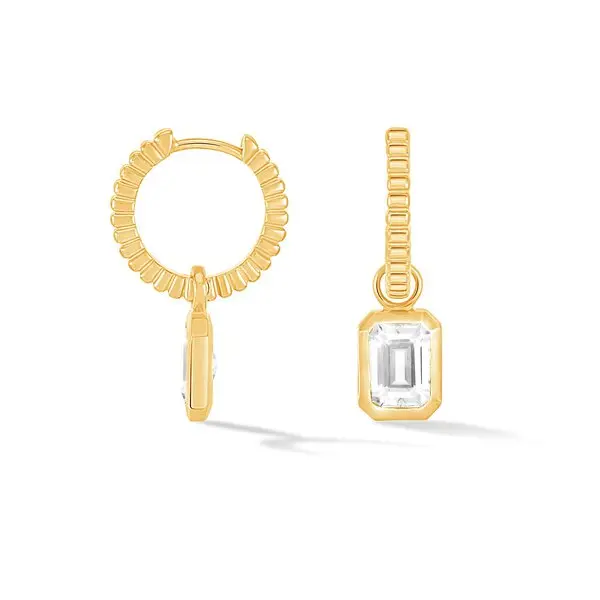 DOWER & HALL Humbug Huggie Charm Hoop Earrings - Gold/white
