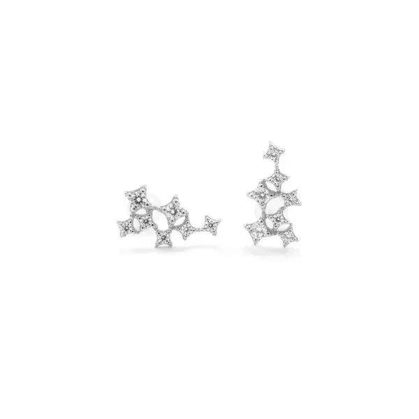 SEVEN SAINTS Star Cluster Stud Earrings - White/silver
