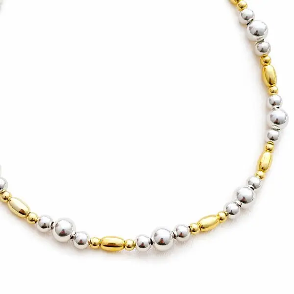 THE PHEIA Two Tone Mixed Bead Necklace - Gold/silver