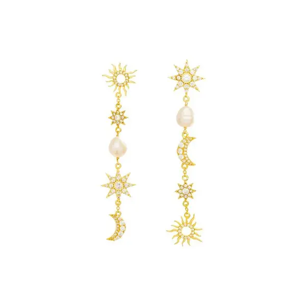 LAVANI JEWELS Moon & Star The Justice Earrings - White/gold