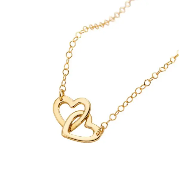 POSH TOTTY DESIGNS Yellow Plated Double Heart Necklace - Gold