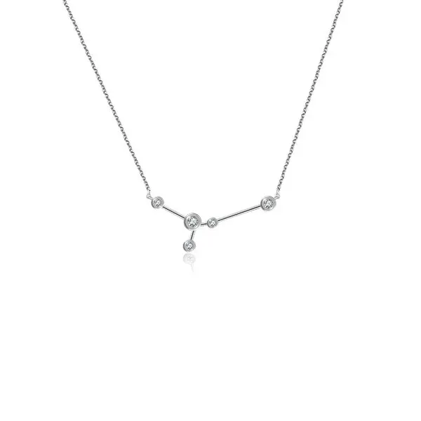 GENEVIEVE COLLECTION 18k Gold Cancer Zodiac Diamond Necklace - White