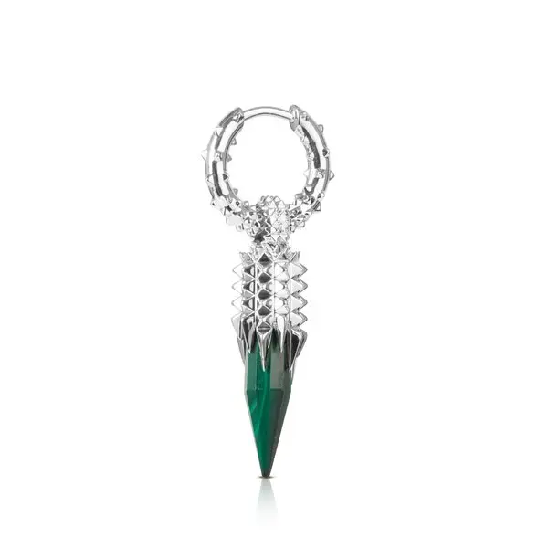 KASUN LONDON Dagger And Malachite Hoop Earrings - Silver