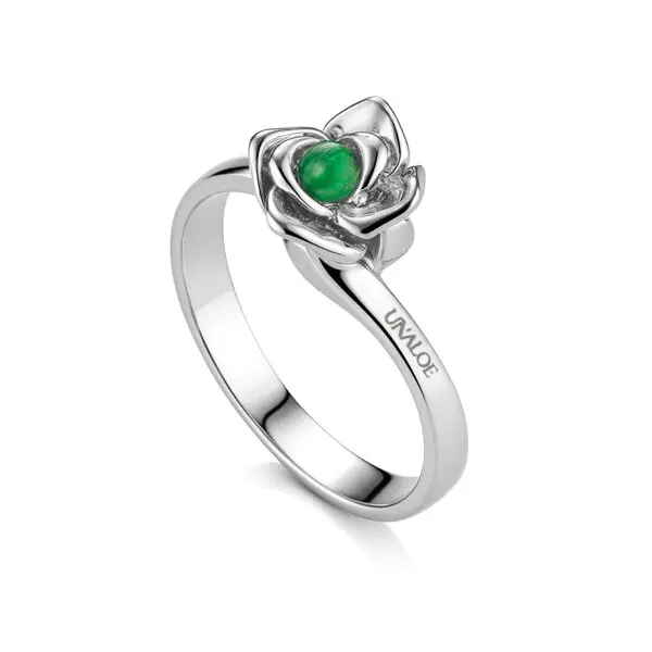 UNALOE Silver Magnifica Ring With Emerald - Silver/green