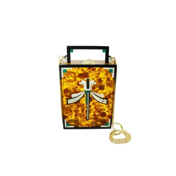 GISSA BICALHO Dragonfly Acrylic Clutch - Brown