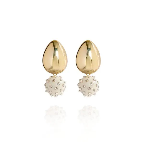 SAULE LABEL Tulia Jet Earrings - White/gold
