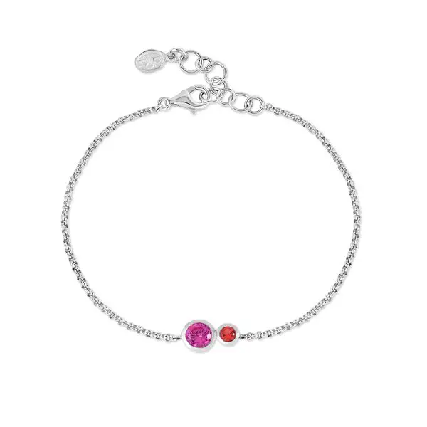 DOWER & HALL Silver Chain Bracelet With Gemstones - Silver/pink