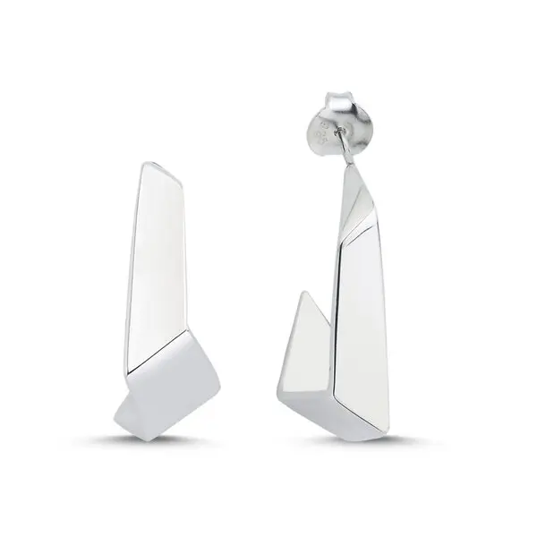LINYA JEWELLERY Mera Asymmetric Hoop Earrings - Silver