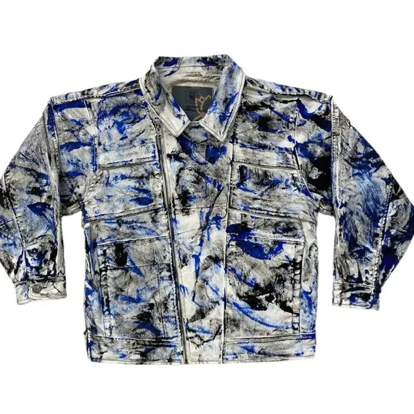 ZASTASTUDIO Color Palette Raw Denim Oversized Jacket - Blue/white