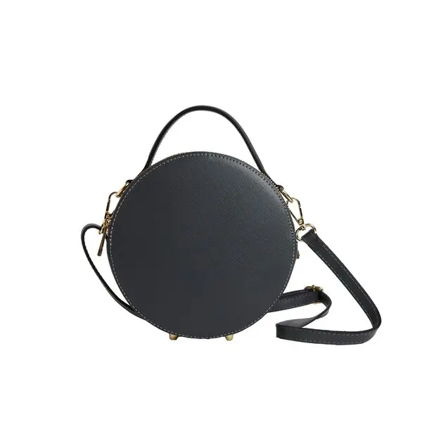 BETSY & FLOSS Round Leather Crossbody Bag - Grey