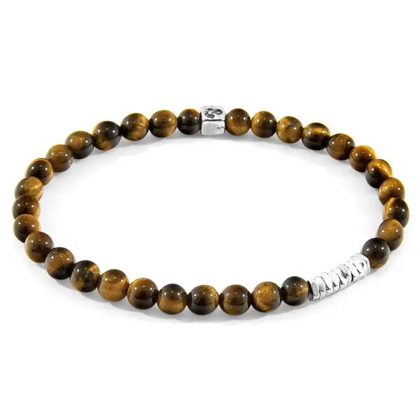 ANCHOR & CREW Tigers Eye Atrato Silver & Stone Bracelet - Brown