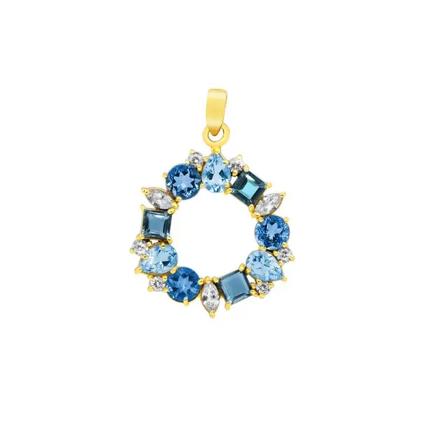 GEM BAZAAR JEWELLERY Gemstone Pendant - Gold/blue/white