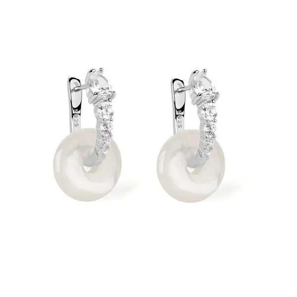 FREQNC ATELIER Ouroboros Mother Of Pearl Heart Chakra Earrings - White