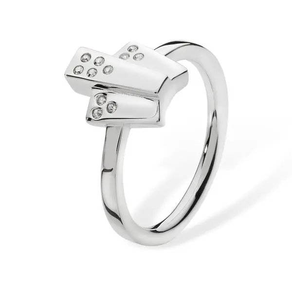 LUCY QUARTERMAINE Art Deco Triple Layer Ring - Silver
