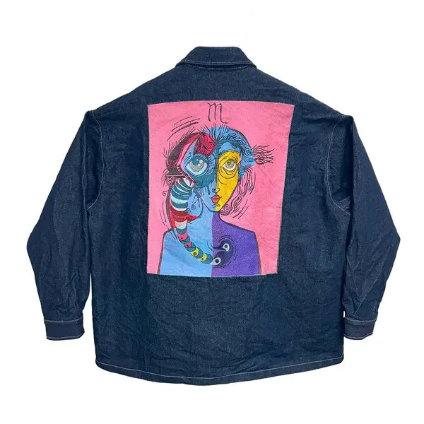 ZASTASTUDIO Zodiac Embroidered Denim Jacket - Black