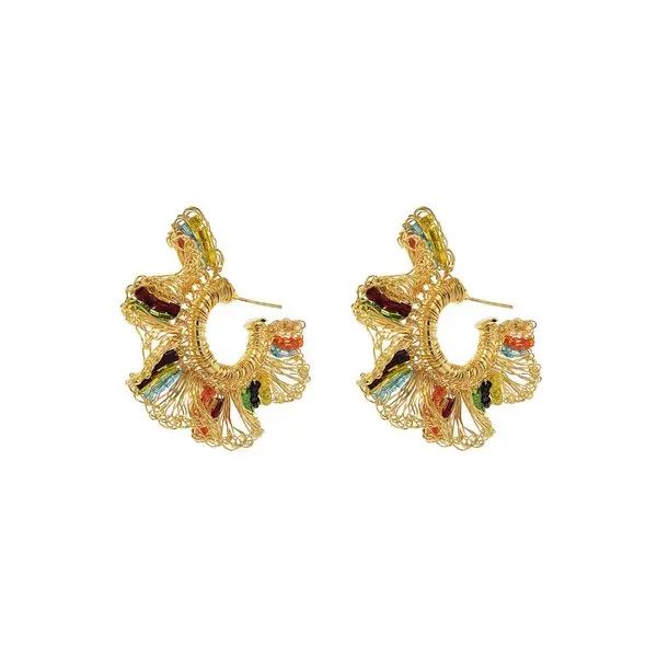 LAVISH BY TRICIA MILANEZE Handmade Crochet Hoop Earrings - Gold