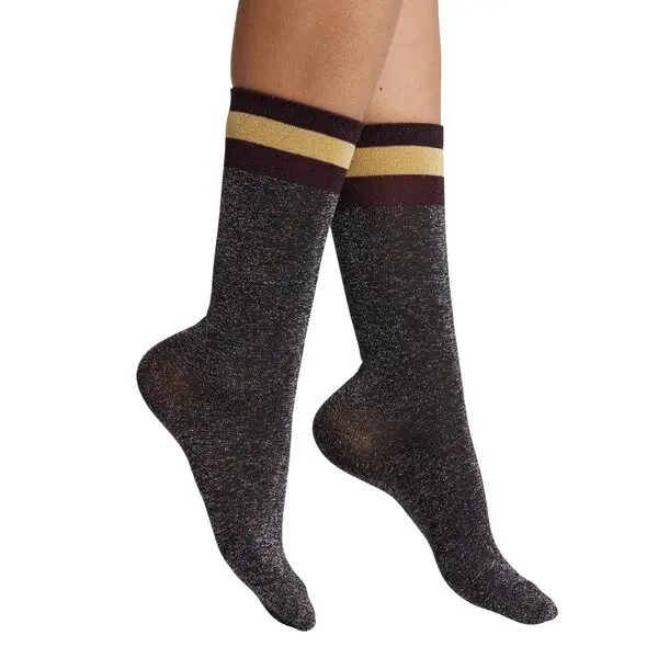 HIGH HEEL JUNGLE BY KATHRYN EISMAN Varsity Lurex 3/4 Socks - Grey