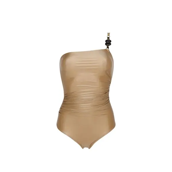 AGUACLARA Dune One-shoulder One-piece Swimsuit - Brown