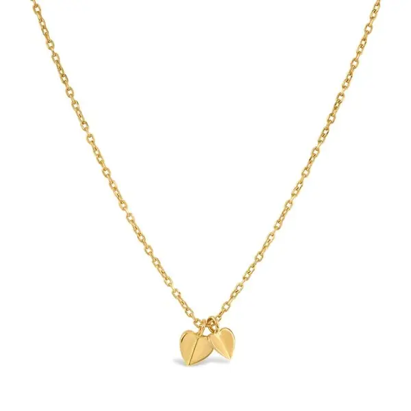 DINNY HALL Bijou Folded Heart Duo Pendant - Yellow/gold