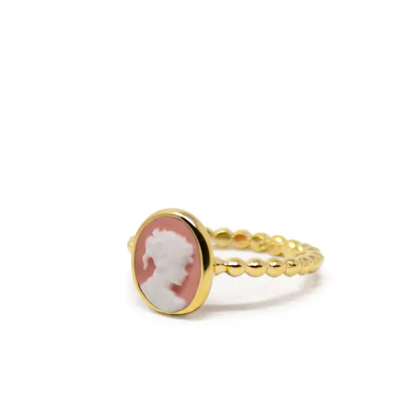 VINTOUCH ITALY Ginevra Mini Cameo Stack Ring - Gold/orange