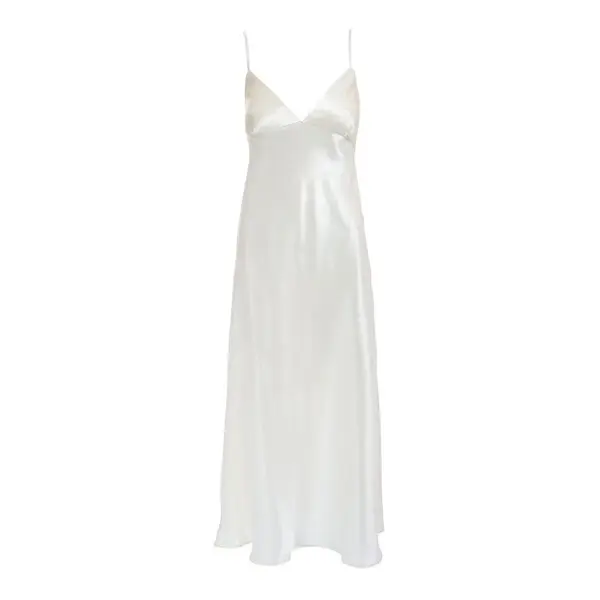 SOFIA TSERETELI Silk Satin Lingerie Slip - White