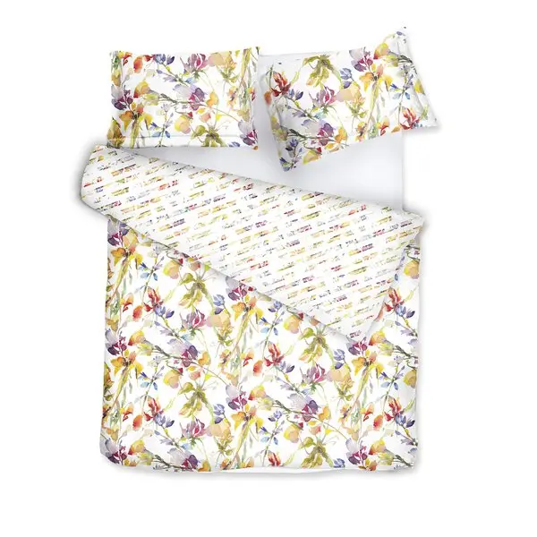DECOFLUX HOME Sateen Bed Linen Set Rainbow - White