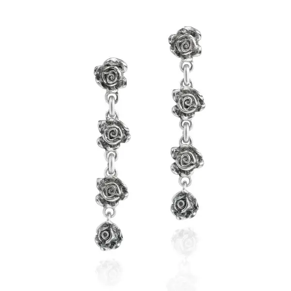UNALOE Dangle Rose Sterling Earrings - Silver