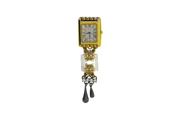 VICKISARGE Salvador Brooch With Gold-tone Watch Face And Crystal Embellishments - Gold/black/silver