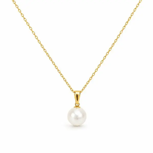 PEARL CODE Round Pearl Pendant Necklace In 14k - Gold