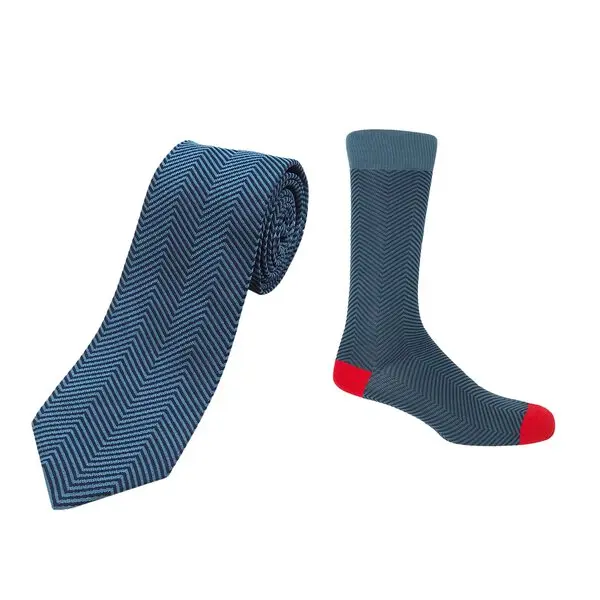 PEPER HAROW - MADE IN ENGLAND Lux Taylor Tie And Socks Set - Blue