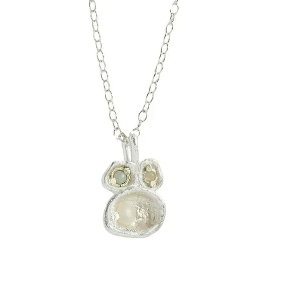 CLAIRE HILL DESIGNS Opal Lichen Pendant Necklace - Silver