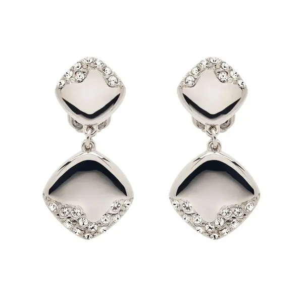 EMMA HOLLAND JEWELLERY Platinum Crystal Clip On Drop Earrings - Silver
