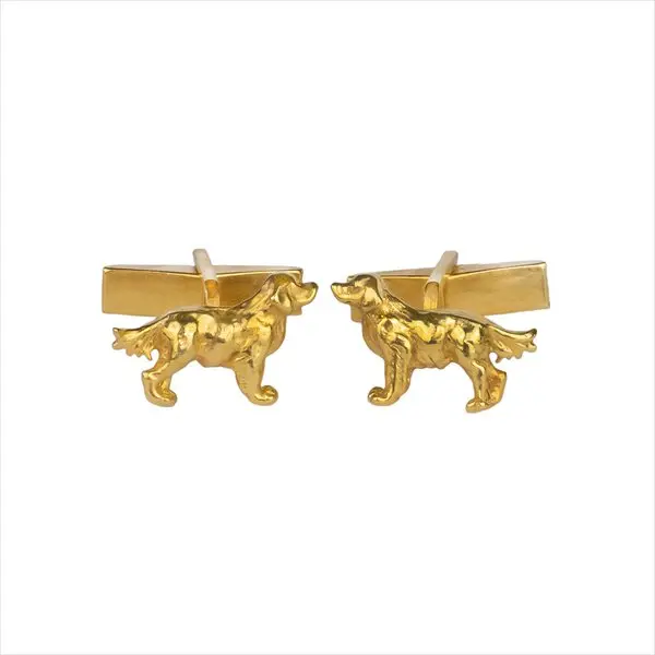 SIMON KEMP JEWELLERS Golden Retriever Cufflinks Eighteen Carat On Recycled Sterling Silver - Gold