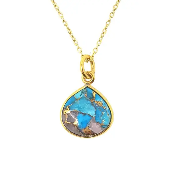 HARFI Gold Vermeil Plated Opal And Turquoise Necklace - Pink