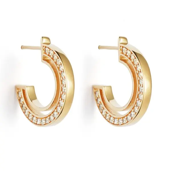 TOOLALLY Small Double Hoop Earrings - Gold