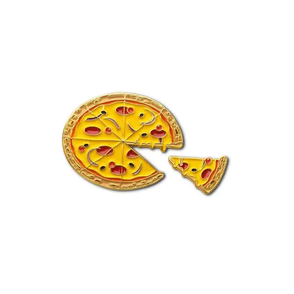 MAKE HEADS TURN Gold And Red Pizza Enamel Pin - Gold/red
