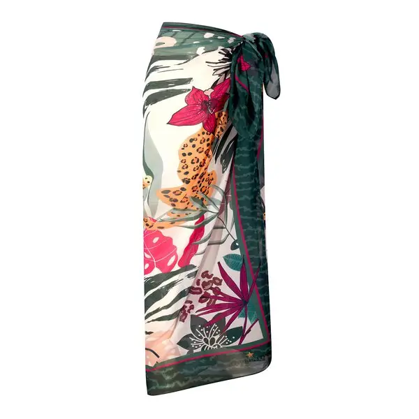Loveist Store Del Rey Tropical Patterned Sarong Pareo - Green