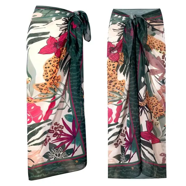 Loveist Store Del Rey Tropical Patterned Sarong Pareo - Green