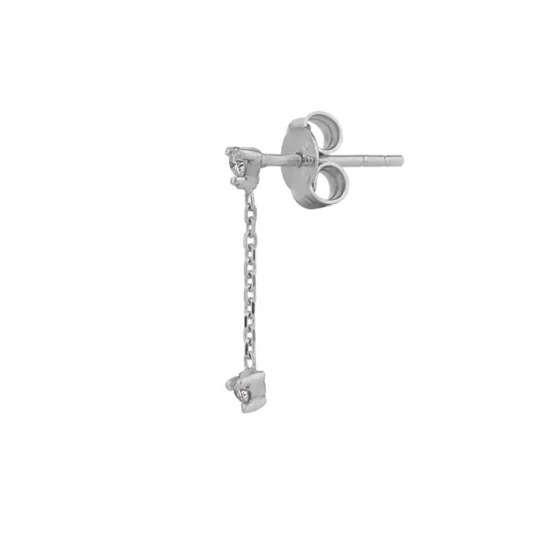 SPERO LONDON Fine Double Diamond Drop Single Earring - Silver