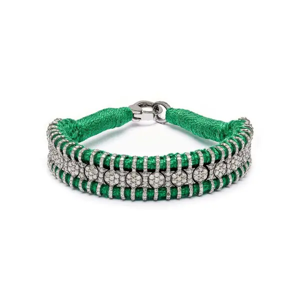 CARAVAN OF STONES Verdon Thread Pavé Diamond Bracelet - Green