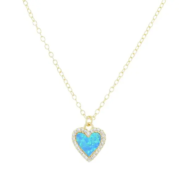 KAMARIA Mini Opal Heart Necklace With Crystals - Blue