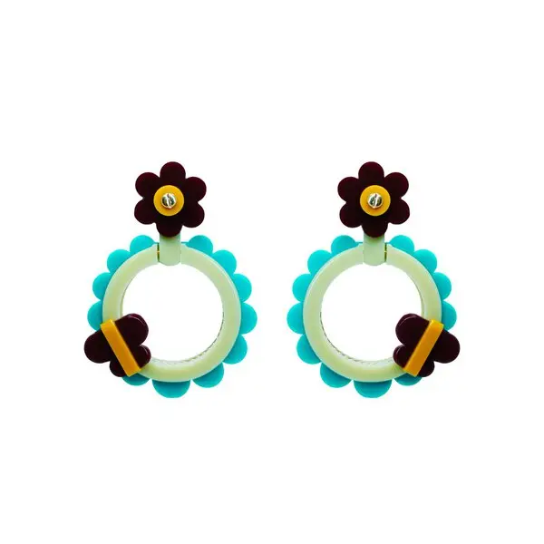 GISSA BICALHO Sunflower Clip-on Hoop Earrings - Green