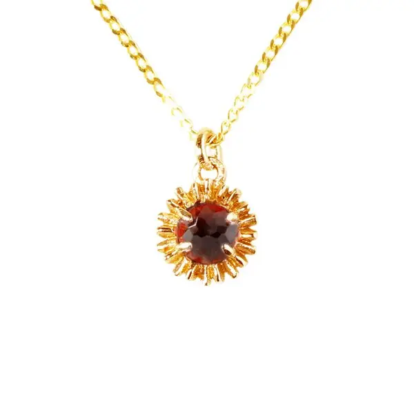 LEE RENEE Dahlia Bud Garnet Necklace - Gold