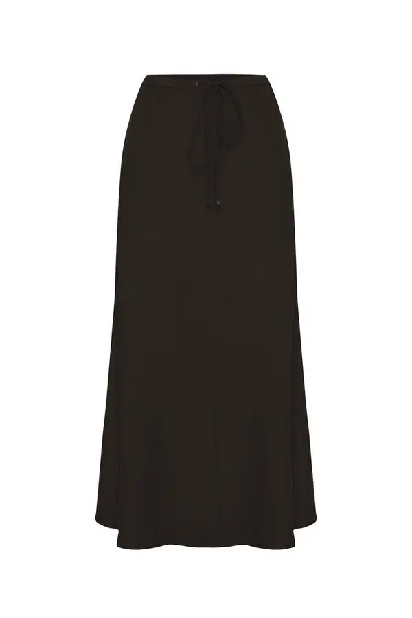 EXQUISE Satin Midi Skirt