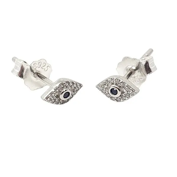 HARFI Dainty Evil Eye Stud Earrings - Blue/silver