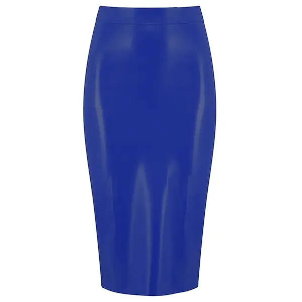 ELISSA POPPY Latex Midi Skirt - Blue