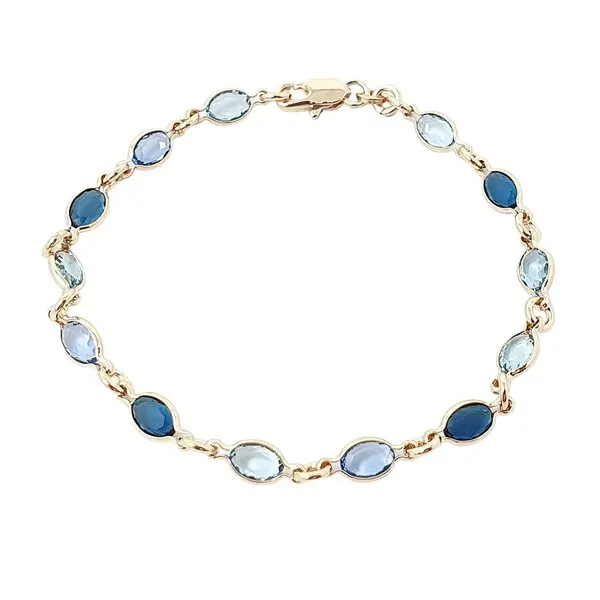 HARFI Gold Plated Crystal Gemstone Bracelet - Gold/blue