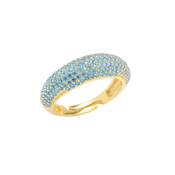 SPERO LONDON Turquoise Pave Sterling Silver Dome Ring - Gold